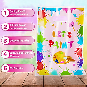 50Pcs Art Paint Party Favors Bags Art Theme Birthday Goody Candy Treat Bags Creative Artist Painting Plastic Gifts Party Decor Party Favor Supplies for Kids