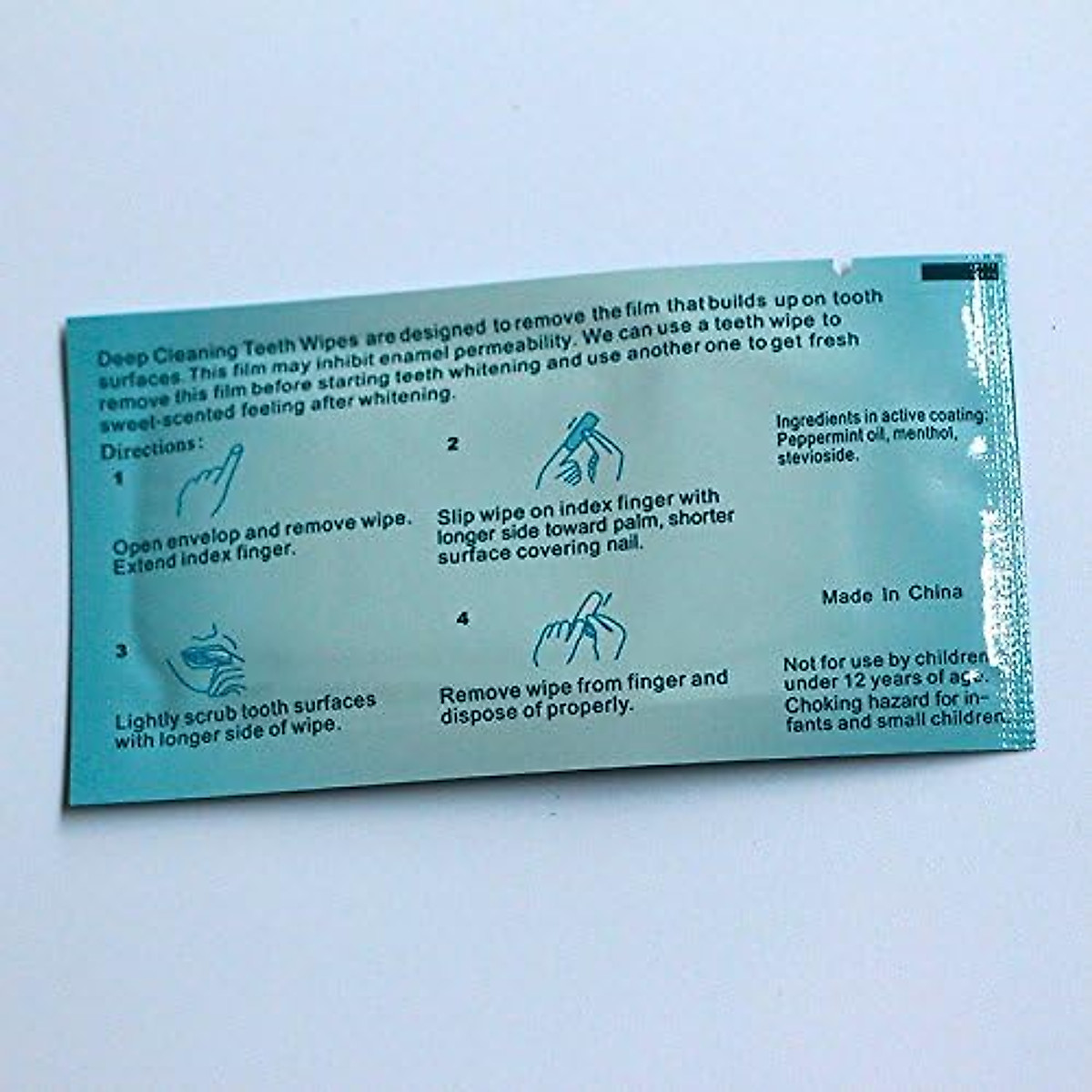 Mint Textured Finger Teeth Wipes Brush Ups Dental Clean Pre/Post Whitening (Pack of 100)