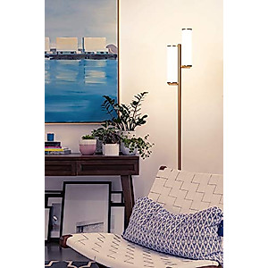 Brightech Gemini Floor Lamp, Dimmable Standing Lamp with Two Lights for Bedroom Reading, Modern Tall Tree Lamp for Offices, Mid-Century LED Lamp for Living Rooms, Great Living Room Decor - Gold/Brass