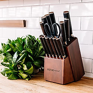 Yatoshi 13 Knife Block Set - Pro Kitchen Knife Set Ultra Sharp High Carbon Stainless Steel with Ergonomic Handle