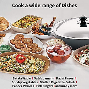 Futura Q 57 Non-Stick Deep-Fry Pan(Kadhai) 4.0 Litre with Steel Lid, 4 Liter, Gray