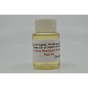 DirectGlow 1 Ounce Invisible Red UV Blacklight Bottled Ink for Hand Stamping Security Admissions Secret Messages Glow Party