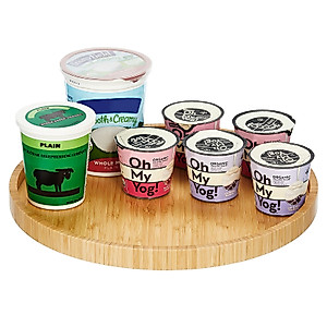 mDesign Lazy Susan Turntable Bamboo Spinner for Kitchen Cabinet, Pantry, Fridge, Cupboards, or Counter, Fully Rotating Organizer for Food, Spices, or Condiments, 15" Round, Echo Collection, Natural