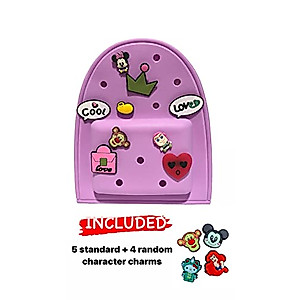 Happy Home Silicone Women Backpack With Charms-Small Travel Crossbody Bag Lightweight Durable Waterproof (Light Purple)