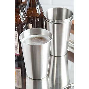 Outset Chillware Stainless Steel Beer Glasses, Set of 4, 16 Oz Drinking Cups