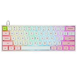 YUNZII SK61 Pink Hotswap Mechanical Gaming Keyboard with Optical Switch, RGB, Programmable Custom Keyboard (Gateron Blue Switch, Pink 61 Keys)