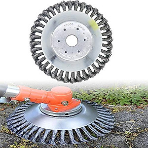 QHALEN 8 Inches Heavy Duty Steal Wire Brush Cutter Trimmer Head with Adapter Kit for String Trimmers, Rust Removal, Lawn Mower