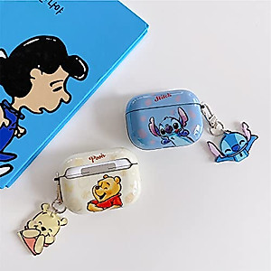 Soft TPU Case with Charm and Keychain for Apple AirPods Pro 2019 Model Yellow Winnie The Pooh Bear Laugh Cute Lovely Adorable Kawaii Girls Kids Boys