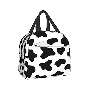 Cow Spots Cute Lunch Box Bento Travel Bag Picnic Tote Boxes Insulated Durable Container Shopping Bag Reusable Waterproof Bags For Adult Women Men