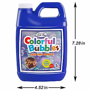 Lulu Home Bubble Concentrated Solution, 1 L/ 33.8 OZ Bubble Refill Solution for Kids Bubble Machine, Giant Bubble Wand, Bubble Blower Toys, Halloween Party Favors (Dark Blue)