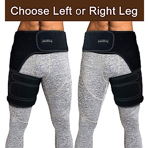 Vriksasana Groin Hip Brace | Sciatica Support Wrap | Hamstring Compression Sleeve for Men and Women for Pulled Quadriceps Thigh Muscle, Hip Flexor Strain, Bursitis and Arthritis (Right Leg)