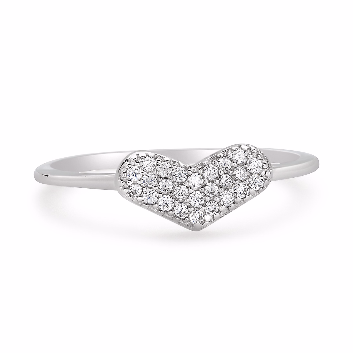 D Jewelry 925 Sterling Silver Micro Pave Heart Cz Ring Rhodium Plated (5)