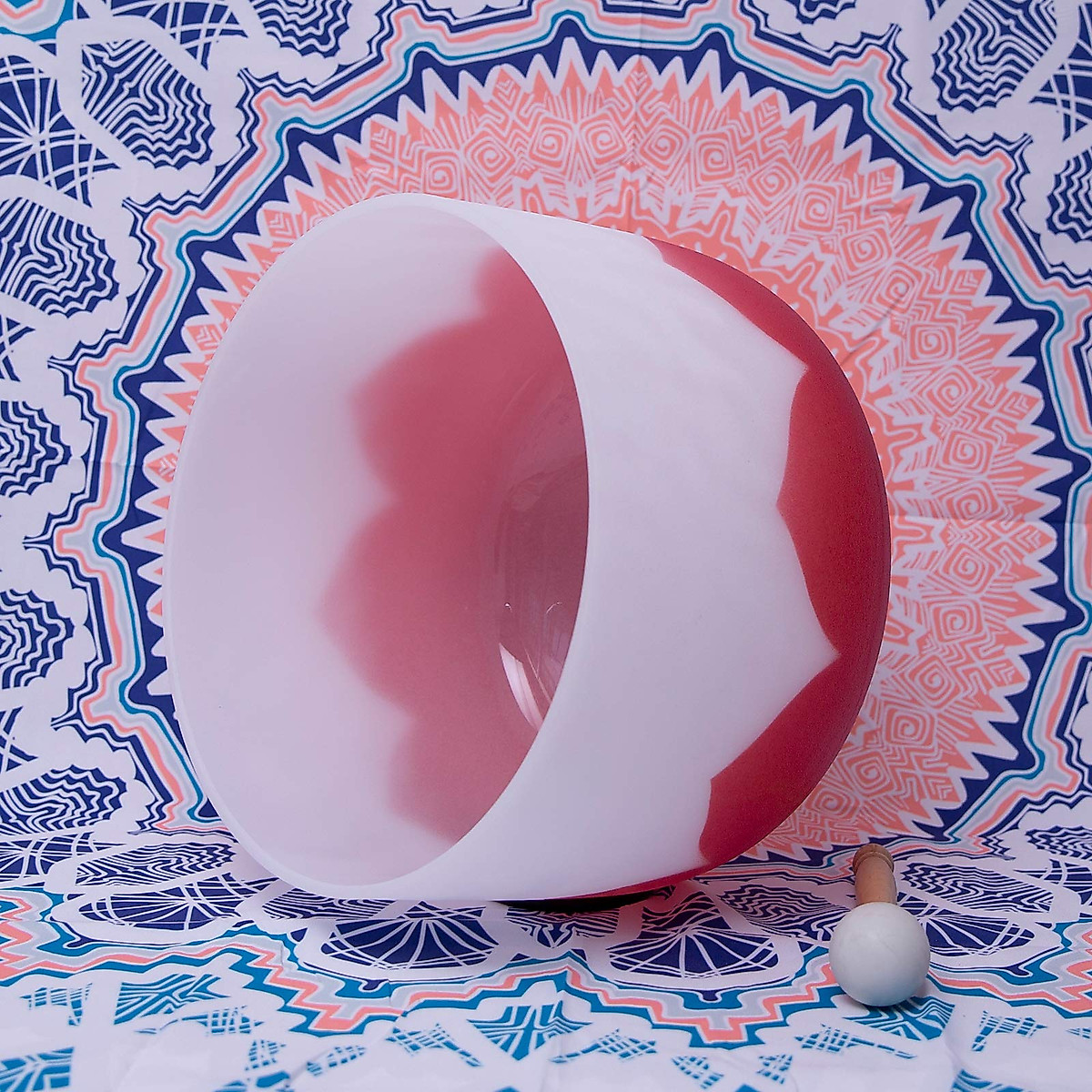 ENERGYSOUND 432Hz Perfect Pitch C Root Chakra Lotus Designed Frosted Quartz Crystal Singing Bowl 12 inch mallet and o-ring included