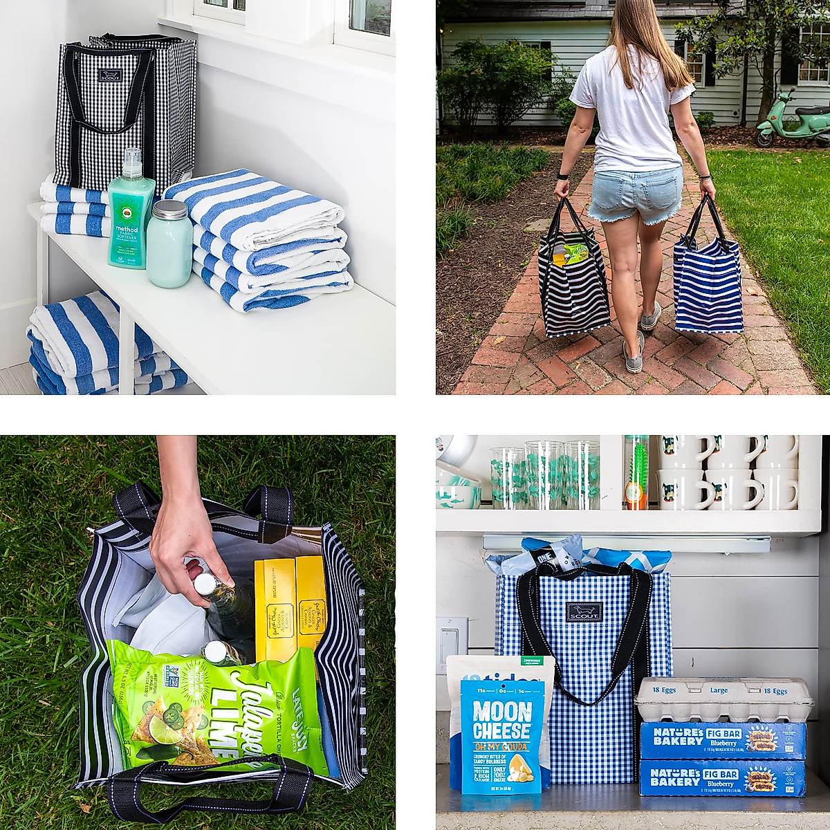 SCOUT Bagette Market Tote, Large Reusable Grocery Bag with Burst-Proof Bottom