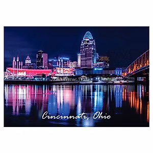 Cincinnati, Ohio Skyline, Buildings at Night, Souvenir Magnet 2 x 3 Fridge Photo Magnet
