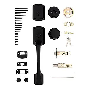 Kwikset Prague Handleset with Round Pismo Door Knob featuring SmartKey Security - Single Cylinder - Matte Black