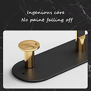 AYIYAKE Hair Dryer Holder Adhesive No Drill Wall Mounted Aluminum Alloy Blow Dryer Rack Barbershop Saloon Fit for Most Hair Dryers（ Aluminum Black Gold