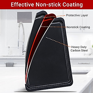 Beasea Baking Sheet 2 Pack, 10x14.6 Inch Cookie Sheet Nonstick Carbon Steel Baking Sheet for Oven Pans Baking Tray Cooking Sheets Black