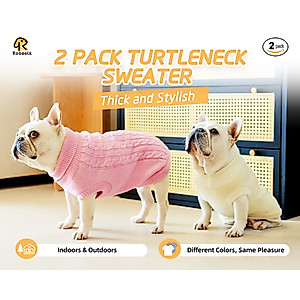 Roseelk 2 Pack Dog Sweaters for Small Dogs - Puppy Medium Warm Clothes in Winter, Turtleneck Pullover Design for Boy Girl Pet, Doggie, Cat, Kitten Chihuahua Bulldog Pug Beagles (S, Pink, Beige)