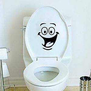 Funny Animation Big Eyes Cute Toilet Wall Decal Bathroom Home Sticker Bedroom Kitchen Art Picture DIY Murals Vinyl Paper Decoration Wallpaper for Children Potty Training Nursery Baby Teen Senior