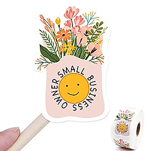 Wailozco Small Business Owner Flower Bag Stickers,Thank You Stickers,Handmade Stickers,Small Shop Stickers,Envelopes Stickers for Small Business, Online Retailers,Handmade Goods,500 Labels Per Roll