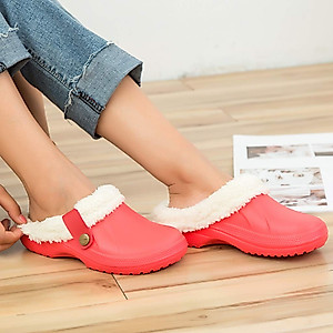 TooTu Waterproof Slippers Women Men Plush Lined Clogs Winter Garden Shoes Warm House Slippers Indoor Outdoor