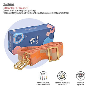 BOMANO Orange Purse Strap Crossbody Replacement for Handbag Adorned Fashion Guitar Shoulder Bag Straps for Women Matte Gold 57inch Long Extender (Flora Orange)