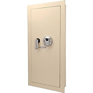 Barska AX13764 White Biometric Fingerprint Security Wall Safe 0.83 Cubic Ft, Beige