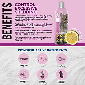 Shed-X Shed Control Shampoo for Cats, 8 oz – Reduce Shedding – Shedding Shampoo Infuses Skin and Coat with Vitamins and Antioxidants to Clean, Release Excess Hair and Exfoliate