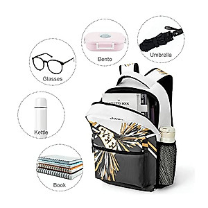 XOZOTY Yellow Black Cheer Personalized Custom Text Name Waterproof Daily Backpacks for Camping Outdoor Sports Bag