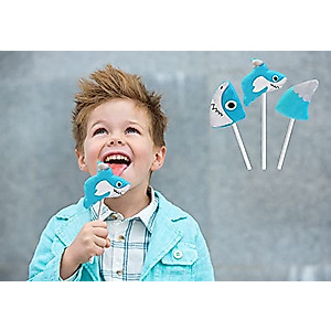 Shark Lollipops Variety Mixed Fruit Flavor Party Suckers Perfect Shark Party Favors For Your Shark Birthday Party (Pack of 12)