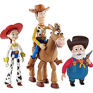 Mattel Disney and Pixar Toy Story Set of 4 Action Figures with Woody, Jessie, Bullseye & Stinky Pete, Woody's Roundup, 7-in Scale