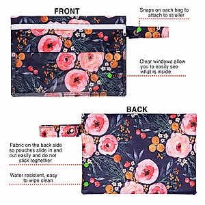 Three Sweet Peas Co Clear Diaper Bag Organizing Pouches Set of 4 I Diaper Bag Packing Cubes I Diaper Bag Organizer Pouches I Clear Pouches for Organizing I Pouches for Purse