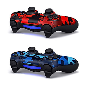 SKINOWN Skin Sticker Protective Cover for PS4 PlayStation Controller Camouflage Red and Blue (2 Pieces)