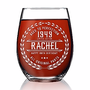 75th Birthday Gifts for Women - Personalized Wine Glass - Funny Novelty 75 Year Old Woman Gift Ideas - 75th Decorations for Her, Wife, Friend - Unique 75th Birthday Present for Her 1948 Gift