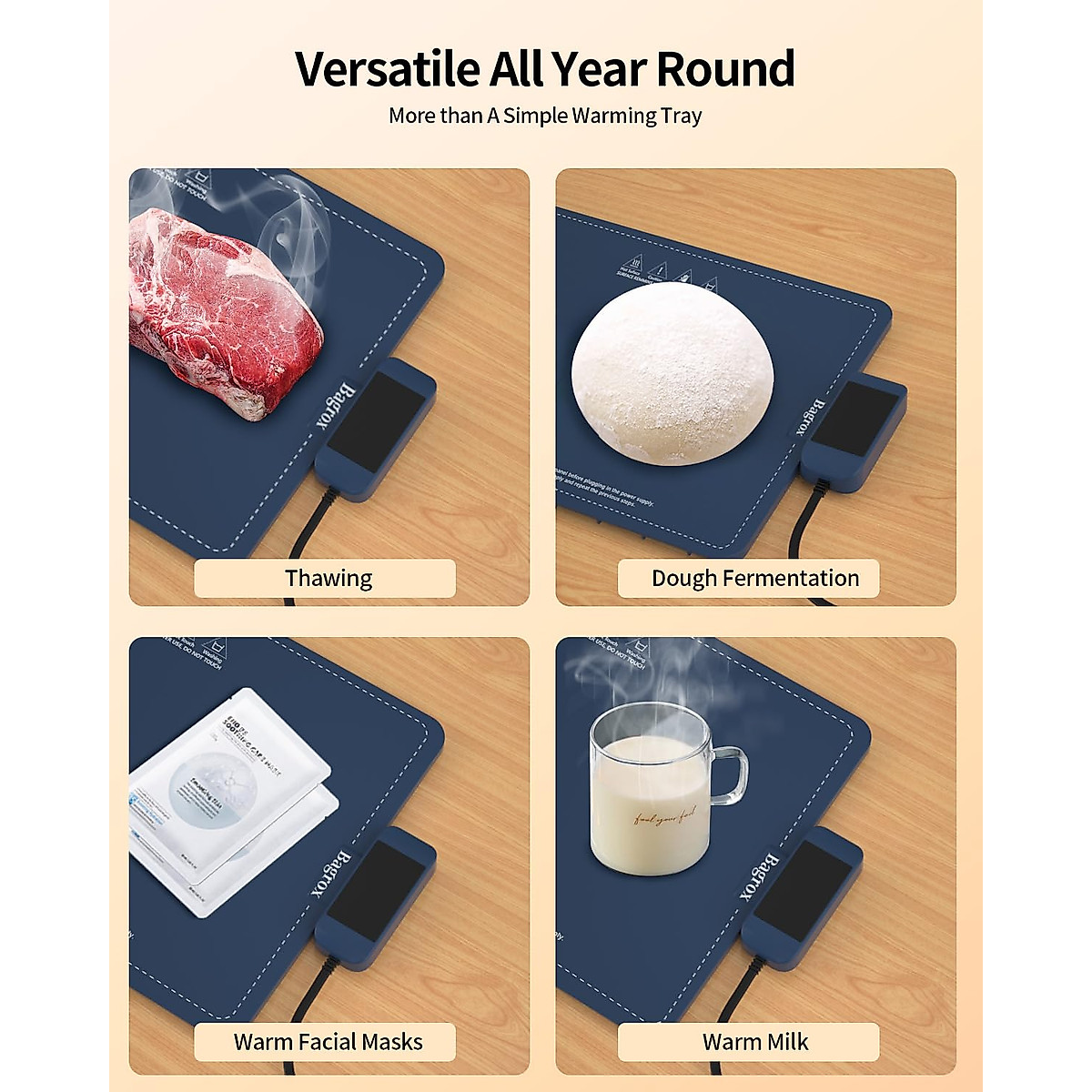 Electric Warming Tray, Food Warming Mat with Adjustable Temperature, Full Surface Heating,Rollable & Portable, Auto Shut-Off -Versatile Food Warmer for Parties Buffets Gatherings Holidays Daily Use