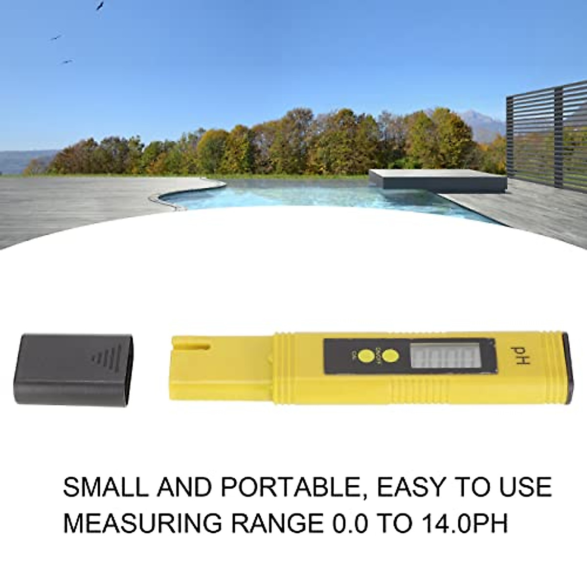 Pen Type PH Meter, Water Quality Tester  Auto Calibration  Rust Proof Small Portable with ATC for  Aquariums    for Spas for Swimming Pools (Yellow Black)