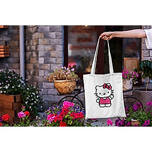 Cute Canvas Tote Bag - Cat Gifts for Women - Cat Gifts for Cat Lovers - Cat Mom Gifts - Birthday Bags for Cat Lover Gifts - Reusable Cat Tote Bag - Large Book Tote Bag (Hello Catty)