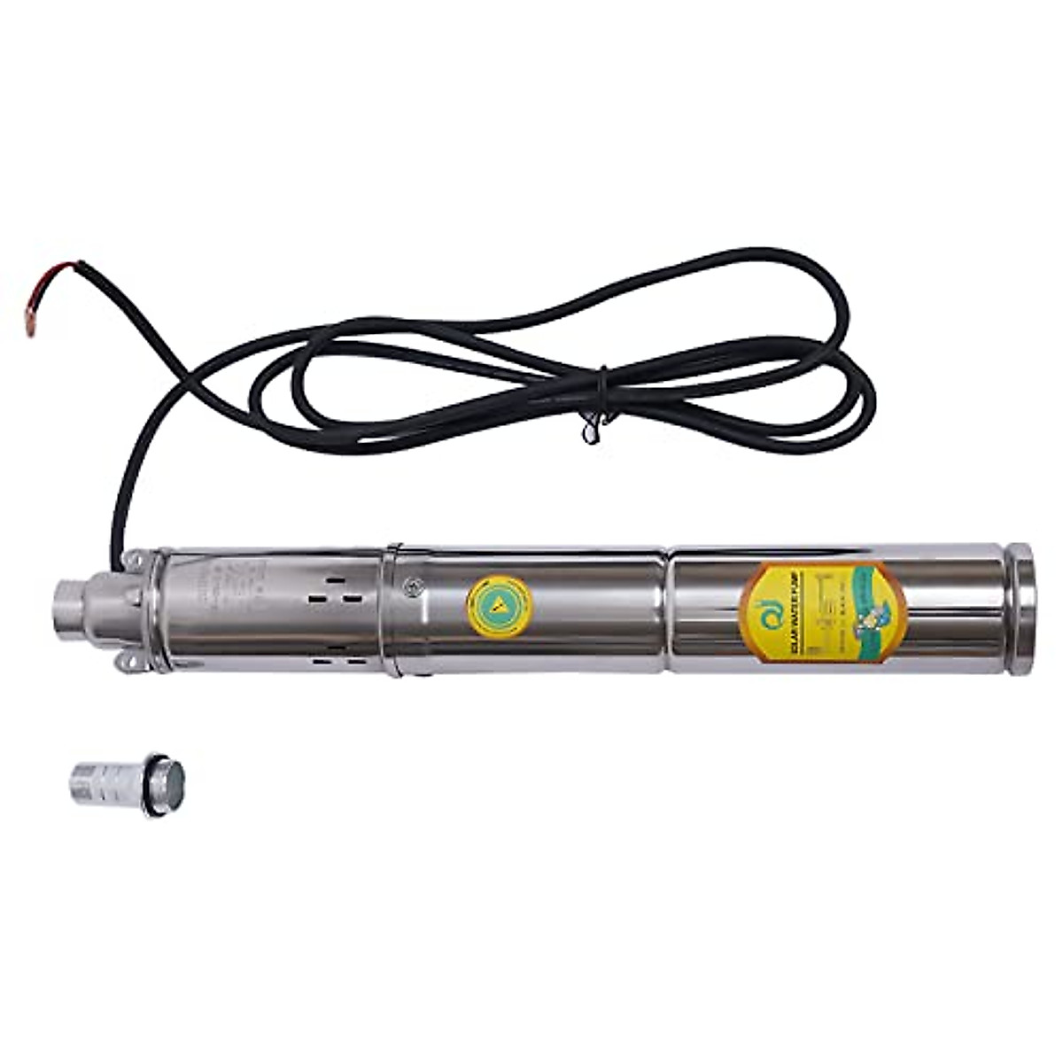 Submersible Deep Well Pump Solar Water Pump DC 24V 370W Stainless Steel Screw Pump, 213ft Lift 8.8GPM Flow, Agricultural Irrigation Pump Solar Water Circulating System