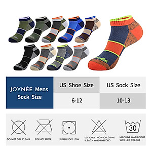 JOYNÉE Mens Low Cut Athletic Cushion Socks Comfort Running Ankle Socks with Moisture Wicking 6 Pack