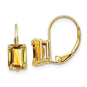 14K Yellow Gold Orange Citrine Drop Dangle Earrings Gemstone November Birthstone Jewelry