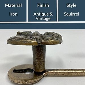Knobs By Blossom Vintage Antique Brass Iron Wall Hooks Tie Backs Bronze Handmade Metal Animal Hook (16. Squirrel), TFVSAH