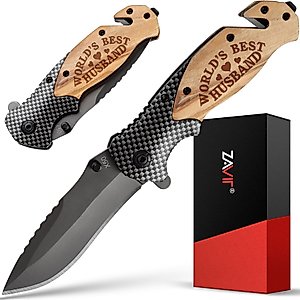 ZAVIT Husband Christmas Gift, WORLD'S BEST HUSBAND Pocket Knife, Gifts for Husband from Wife, Husband Birthday Gift Ideas,Best Husband Gifts