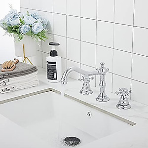 GGStudy Two Handles 3 Holes 8-16 inch Widespread Bathroom Sink Faucet Chrome Basin Mixer Tap