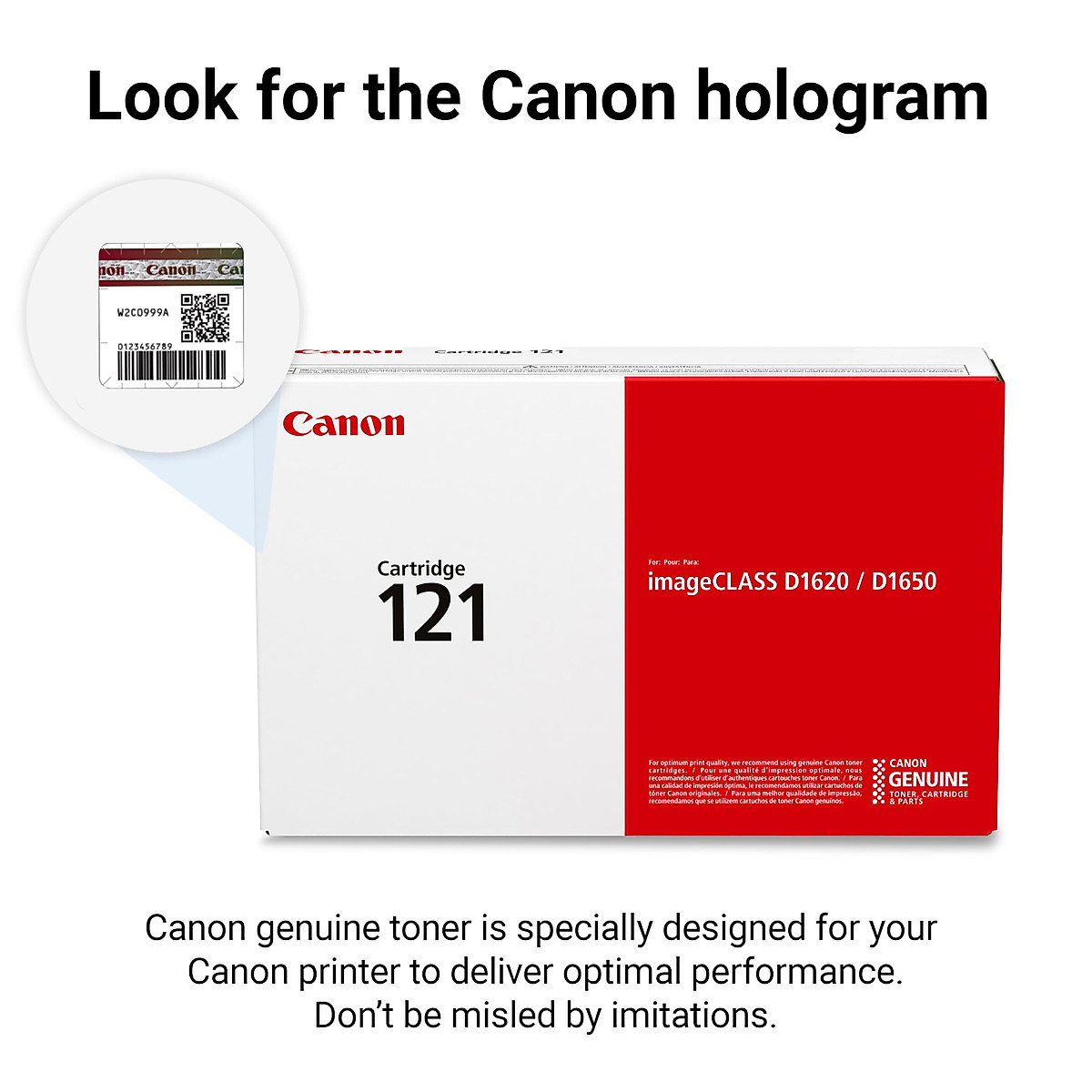 Canon Genuine Toner Cartridge 121 Black (3252C001), 1-Pack, for Canon imageCLASS D1650, D1620 Laser Printer