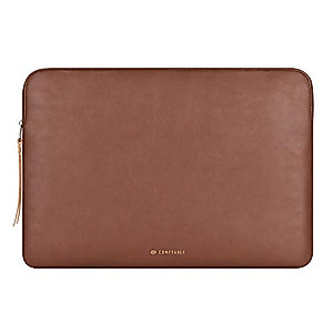 Comfyable Leather Laptop Sleeve Compatible with 16 Inch MacBook Pro & 15 Inch MacBook Air (Loose Fit) M2 2023, Brown