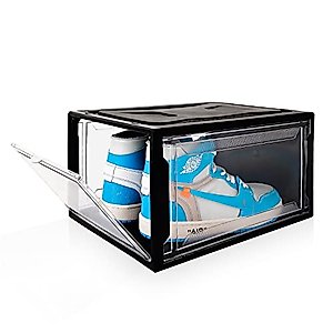 Clear Shoe Boxes Stackable, Display Shoe Storage with Lids, Sneaker Storage Shoe Box, Magnetic Door, Easy Assemble, Space Saving