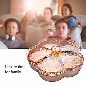 barsku Snack Storage Box Flower Shape Snack Serving Tray Snacks Storage Box With Lid, Food Fruit Storage Box, Dry Fruit Container with 6 Compartments for Nut Candy Dried Fruit (25 x 25x 6.3cm)