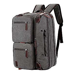 Baosha Convertible Briefcase Backpack 17 Inch Laptop Bag Case Business Briefcase HB-22 (Grey)