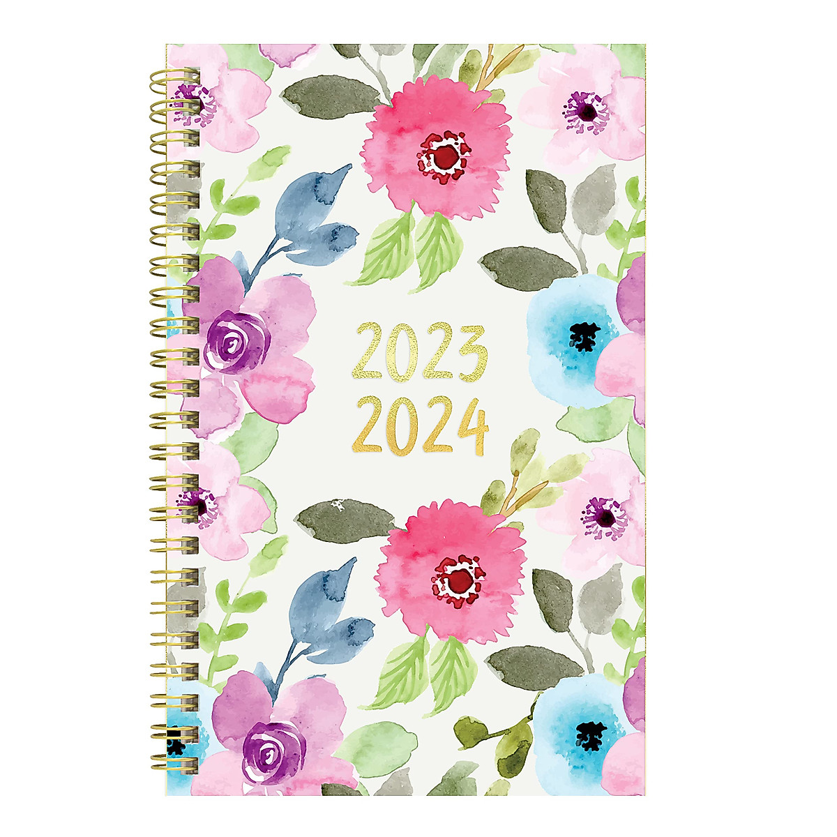 Blueline Essential Academic Weekly/Monthly Planner, 13 Months, July 2023 to July 2024, Gold Twin-Wire Binding, Poly Cover, 8" x 5", Blossom Design, Pink (CA114PG.01-24)